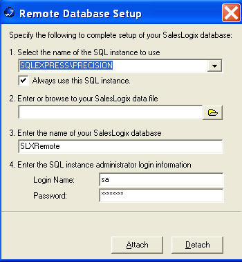 SalesLogix Attach Remote for SQL Databases | Customer FX